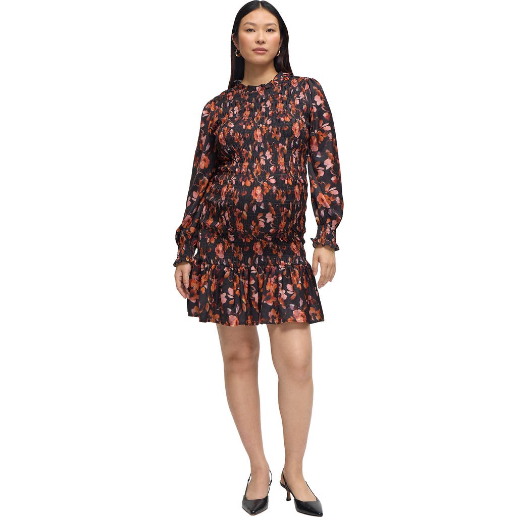 INGRID & ISABEL® Ingrid & Isabel® Long Sleeve Smocked Maternity Mini Dress